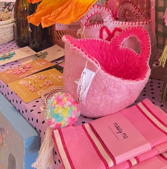 Pink Heart Felt Bags – Petal and Palm